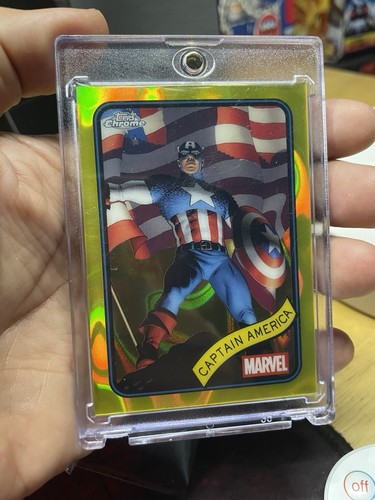 Captain America 2025 Topps Chrome Marvel Yellow Lava Refractor Card ...