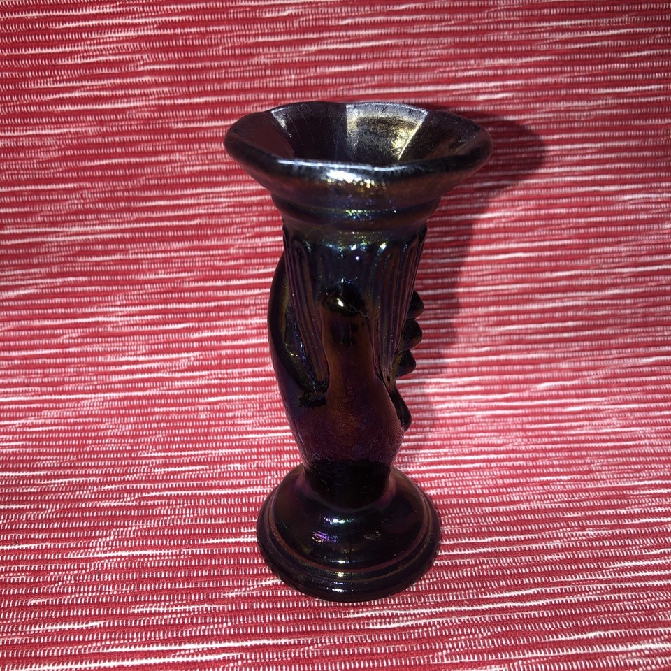 Fenton Amethyst Carnival Glass Mini Torch Hand Cornucopia Vase ...