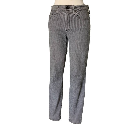 GAP True Skinny Ankle Railroad Stripe Pants White Black Size 28 | eBay