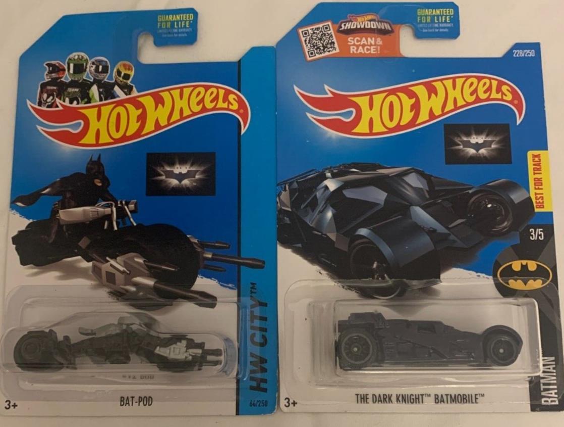 Lot of 2 Hot Wheels HW City Batmobile Arkham Knight, Bat-Pod Motorcycle ...