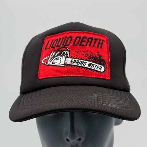 Liquid Death Hat Snapback Adult Black Chainsaw Patch Water Murder Your ...
