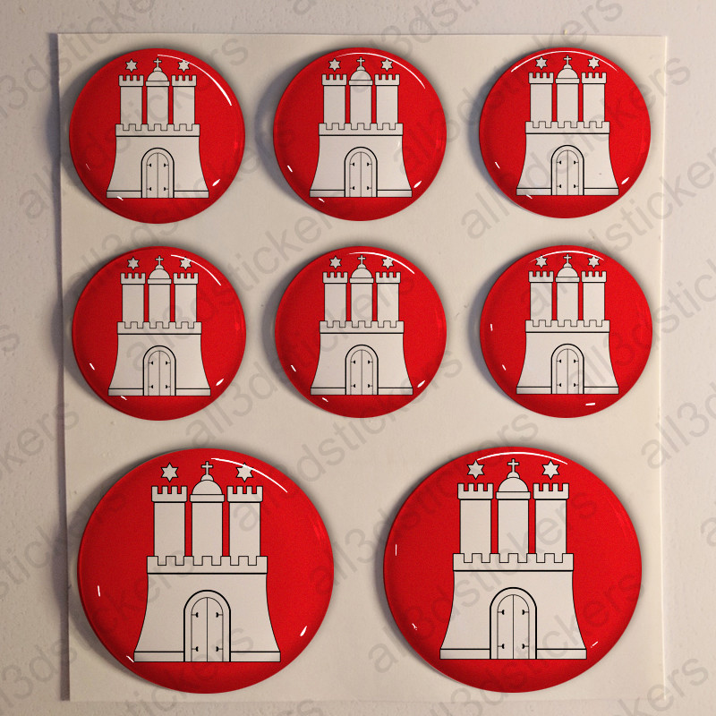 Stickers Hamburg Gel Domed Resin 3D Flags Hamburg Vinyl Sticker Decals ...