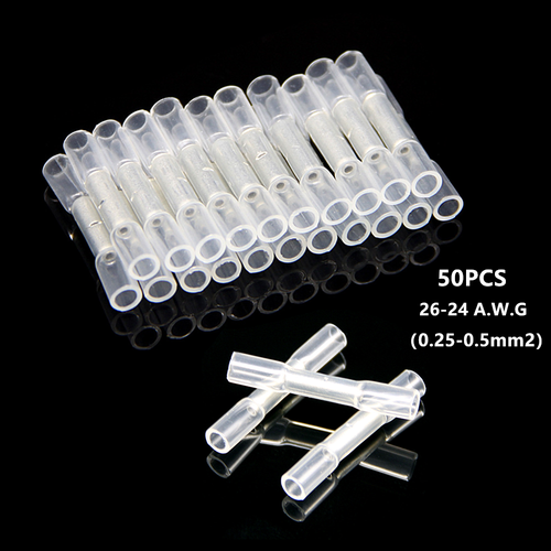50PCS 26-24AWG Heat Shrink Wire Butt Connector Waterproof Crimp Splice Terminals | eBay