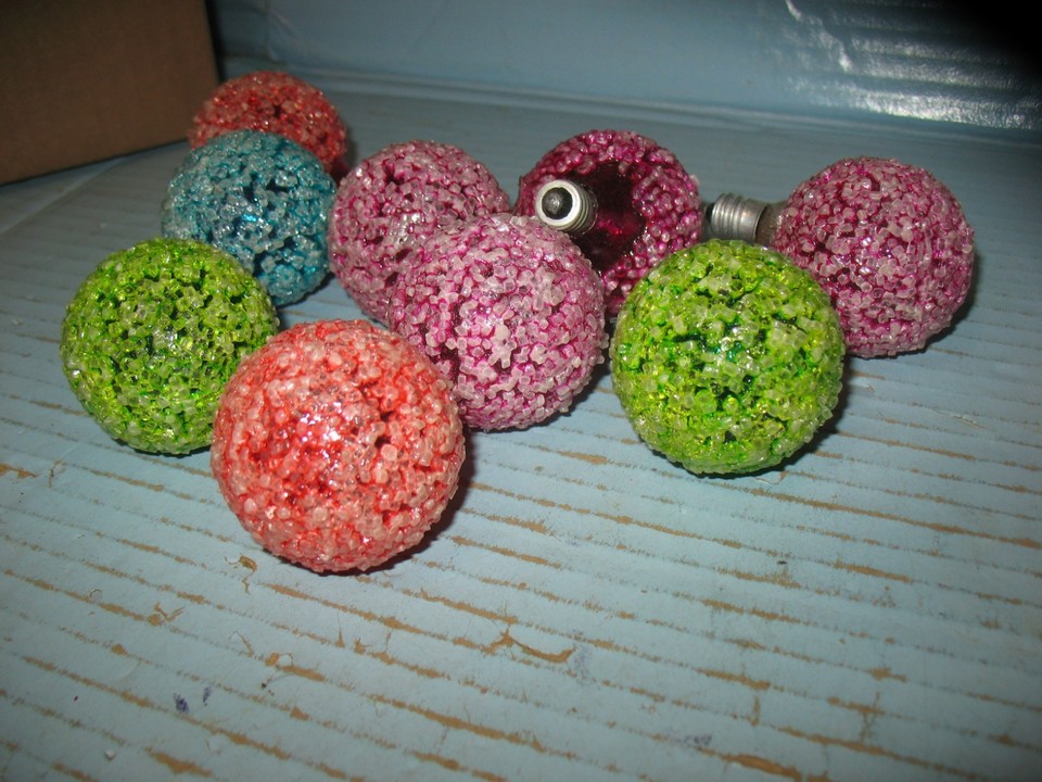 Vintage Lot 9 GE Ice Frosted Sugar Round Snowball Christmas Light Bulbs ...