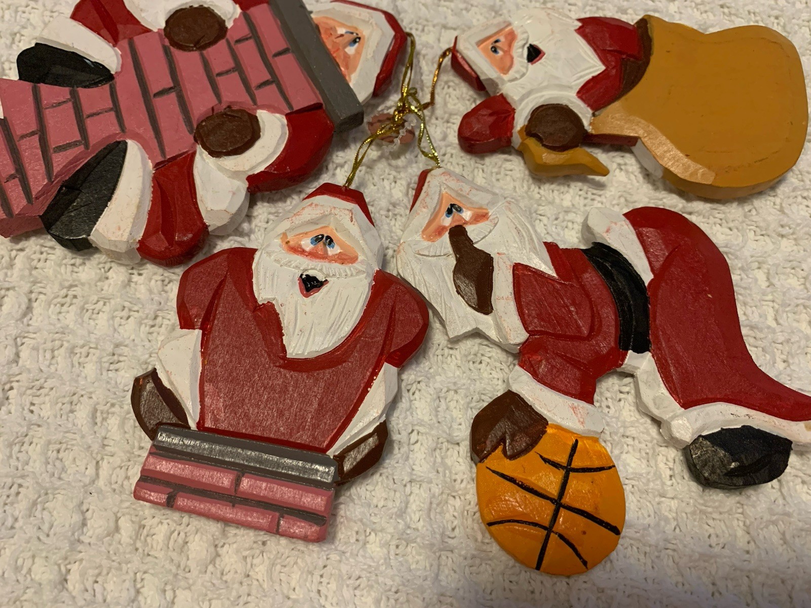 Ivan Bardis 4 Folk Art Santa Wood Ornaments Hand Painted RSVP Int’l ...