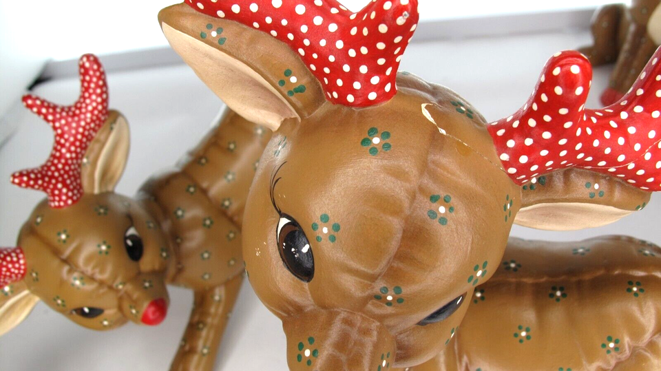 80s Kimple Mold Christmas Ceramic Reindeer & Sleigh Quilted Hand ...