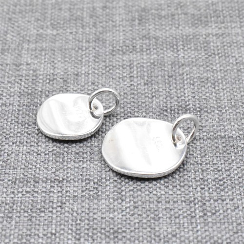 2 Sterling Silver Good Luck Word Charms 925 Silver Shiny Letter Round ...