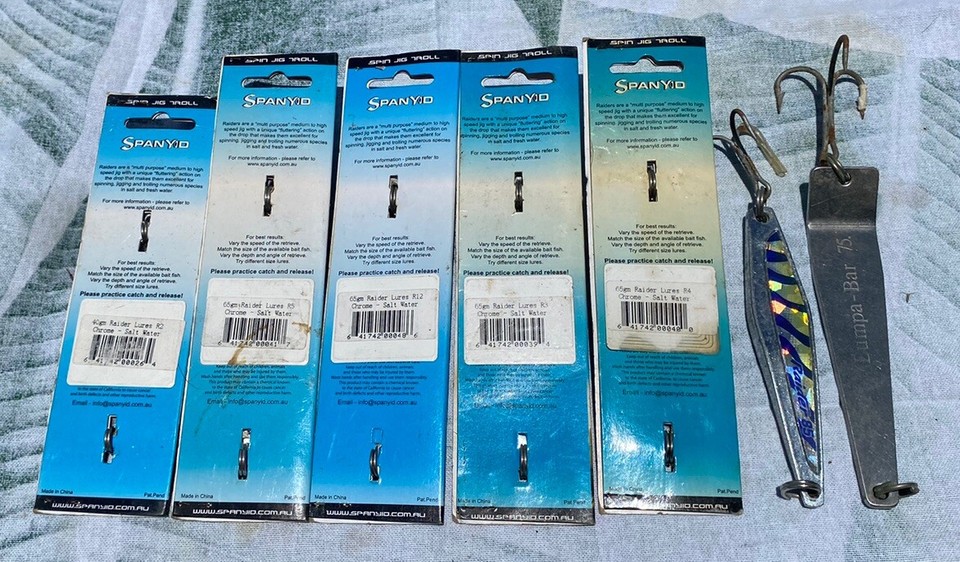 Spanyid Raider & Bumpa Bar Chrome Metal Jig Slug Slice Fishing Lure ...