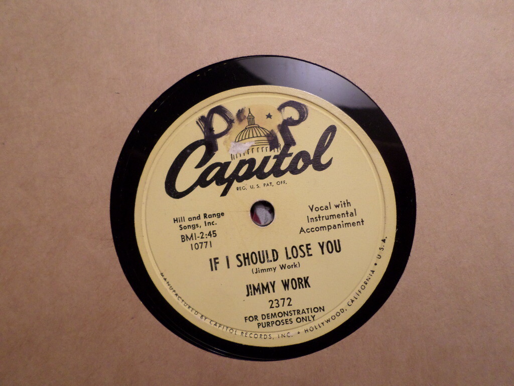 PROMO CAPITOL 78 RECORD/JIMMY WORK/IF I SHOULD LOSE YOU/DON'T PLAY WITH ...