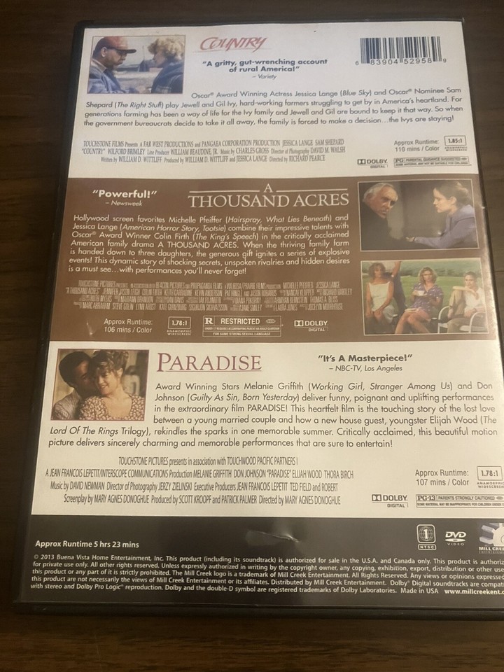 Country/A Thousand Acres/Paradise (DVD, 2013, 2-Disc Set) 683904529589 ...