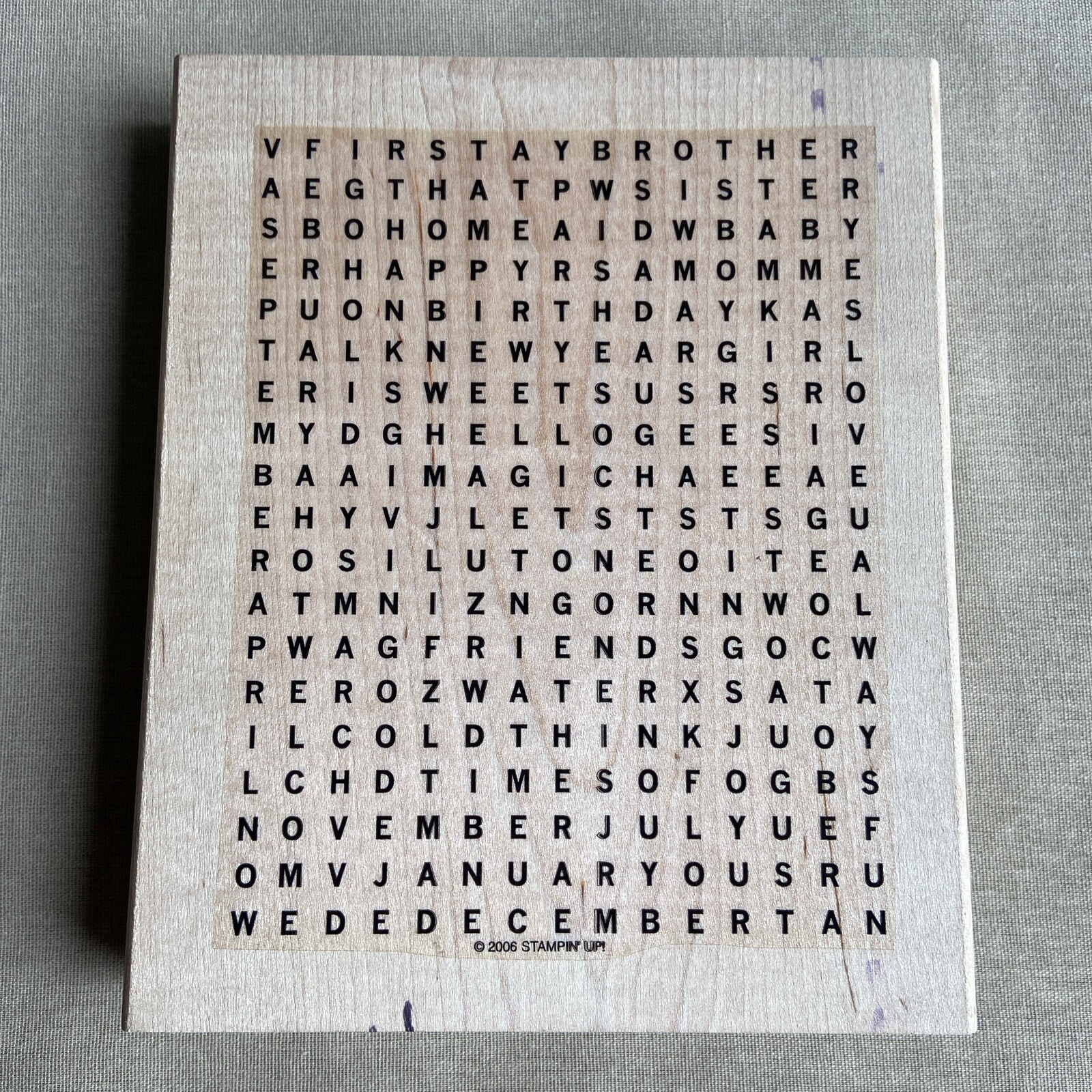 Stampin Up Word Search 2006 Wood Mounted Rubber Stamp (5”x6”) Ink Craft ...