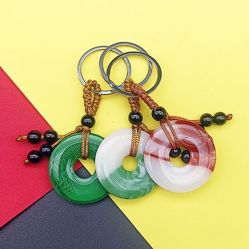 Imitation Jade Safety Buckle Keychain Hand-Knitted Trinkets Pendant ...