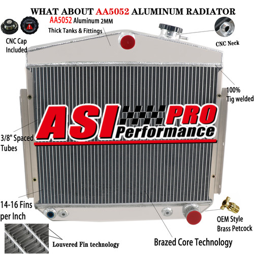4 Rows Aluminum Radiator For 55-57 Chevy Bel Air Small Block Big Block ...