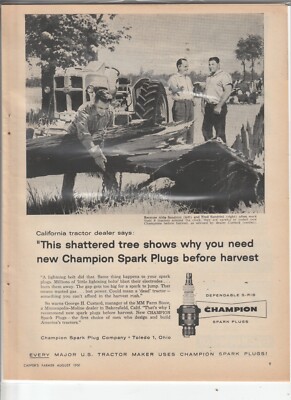 Original 1958 Champion Spark Plugs Farm Magazine Ad "This Shattered ...