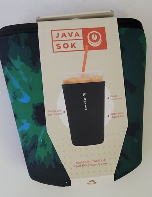 Java Sok Reusable Insulating Cold Beverage Sleeve Size Medium Green and ...