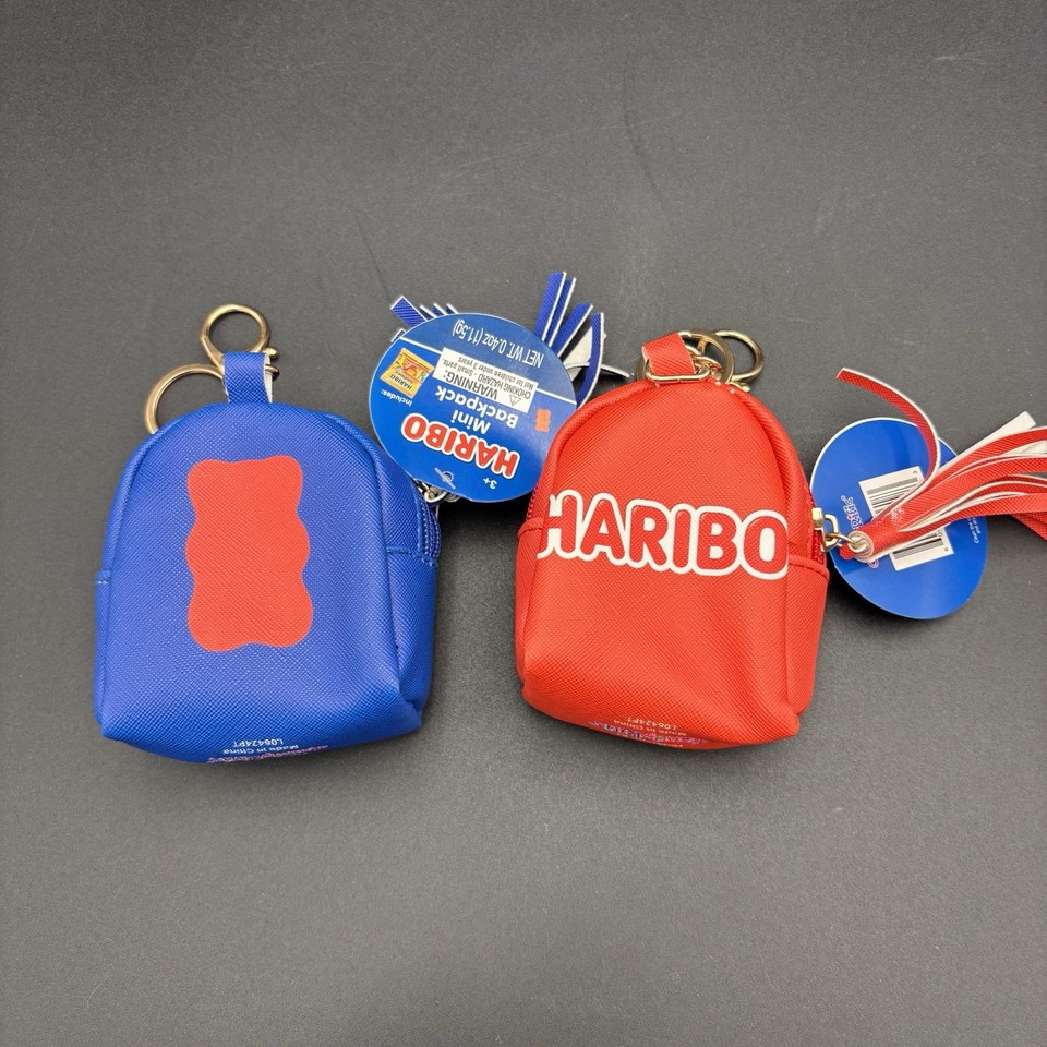 2-HARIBO MINI BACKPACK KEY CHAIN GUMMY BEARS 3 INCHES X 4 INCHES With ...