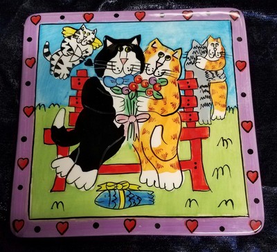 CATZILLA VALETINES DAY TILE 2002 CANDACE REITER DESIGNS FAST SHIPPING 6 ...