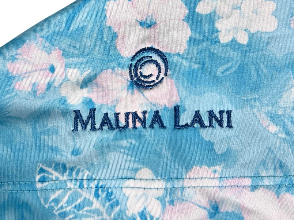 Bad Birdie Mens 2XL Polo Shirt Blue Floral Birds Mauna Lani Golf Logo ...