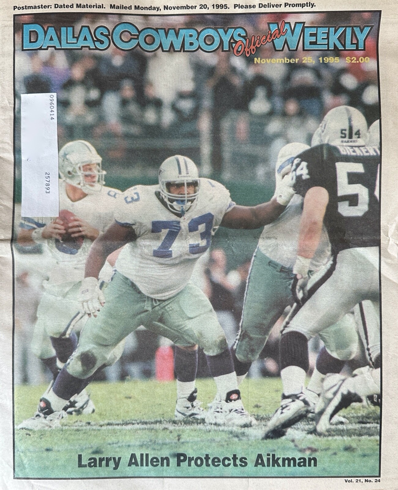 11/25/1995 Dallas Cowboys Weekly- vs Oakland Raiders, Cheerleaders | eBay