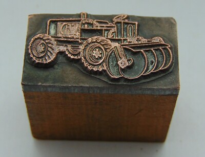 Vintage Printing Letterpress Printers Block Tractor With Plowing Disks ...