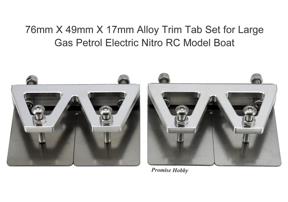 76mm X 49mm Alloy Trim Tab Set for Gas Petrol Electric Nitro RC Model ...