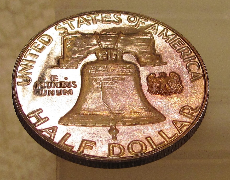 1961 Franklin Gem Proof Half Dollar " MONSTER ORIGINAL TONING " #830 ...