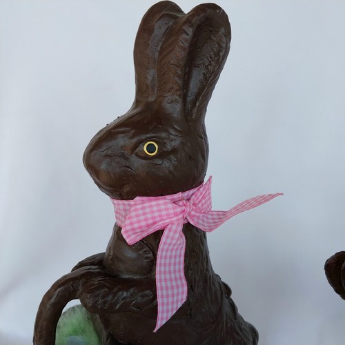 3 Easter Chocolate Bunny Rabbits Faux Foil Statues Figurines Decoration ...