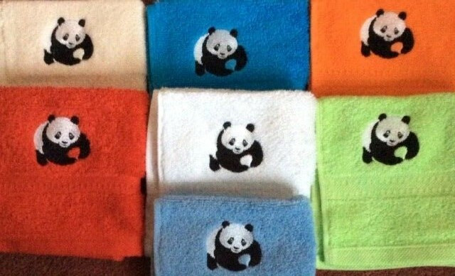 Embroidered panda design face cloth, Personalised with name £4.45 INC p ...
