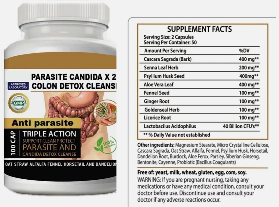 Parasite Cleanse DETOX Liver Colon Yeast Killer Pills All Natural detox ...