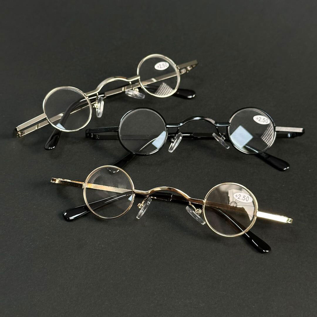 30mm Small Round Reading Glasses 1.0 1.5 2.0 2.5 3.0 3.5 Metal Readers ...