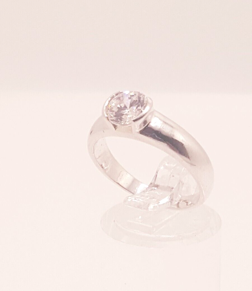 Gorgeous Sparkling White Stone Band Ring 925 Solid Silver Size P~P1/2 ...