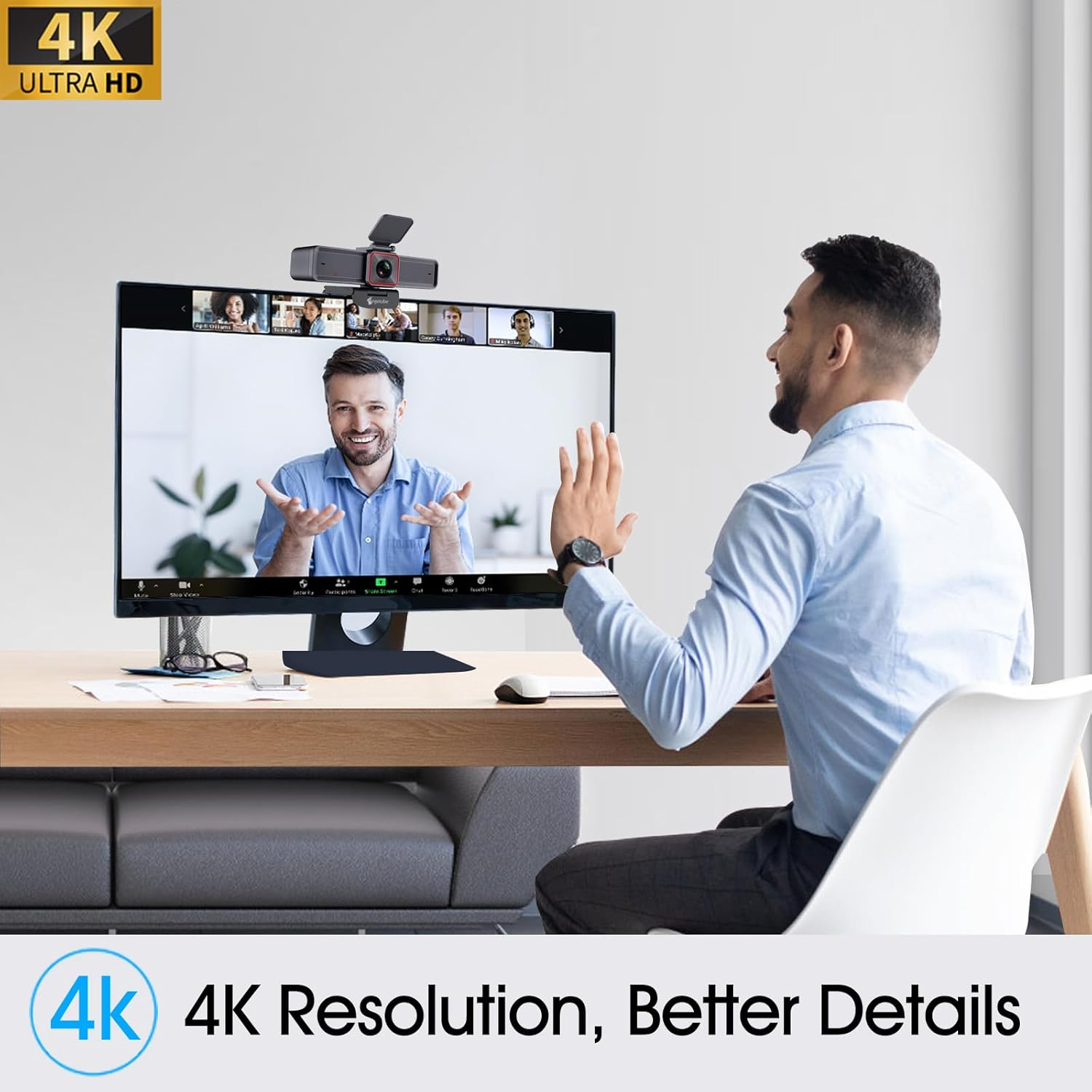 4K AI Tracking Webcam with Remote Control & Dual Noise Cancelling ...