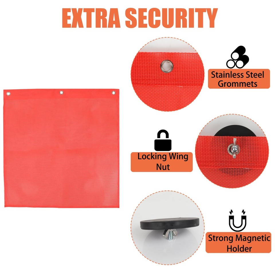 Heavy Duty Safety Flags for Trucks (Pack of 4) - 18 x 18 Inch Red ...