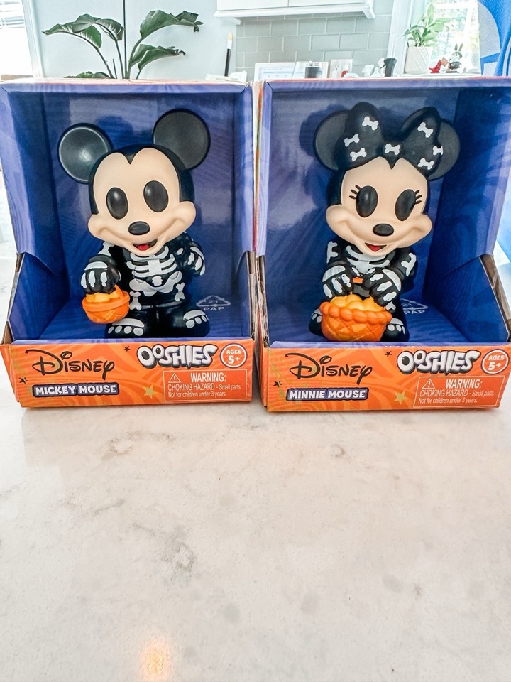 Disney Mickey Minnie Mouse Skeleton 4" Ooshies Figure Set Halloween ...