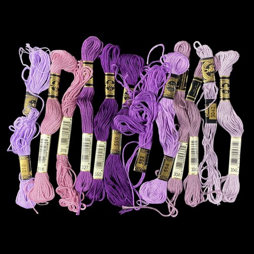 12ct DMC Embroidery Floss Shades of PURPLE Violet Lavender Light Medium ...