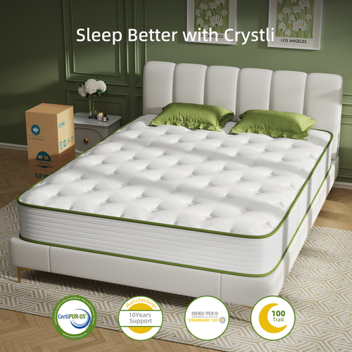 8" Pocket Spring Memory Foam Hybrid Mattress Cool Gel Medium Firm Bed ...