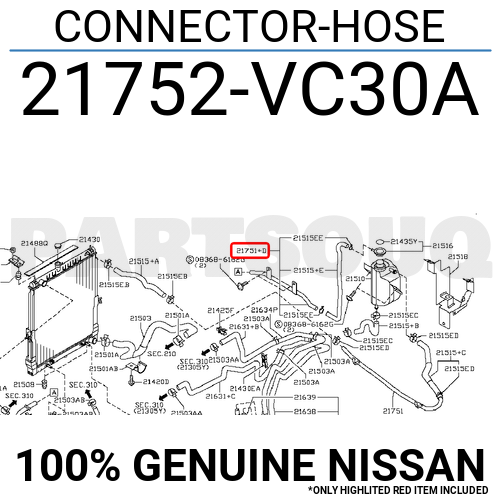 21752VC30A Genuine Nissan Connector-hose 21752-vc30a for sale online | eBay