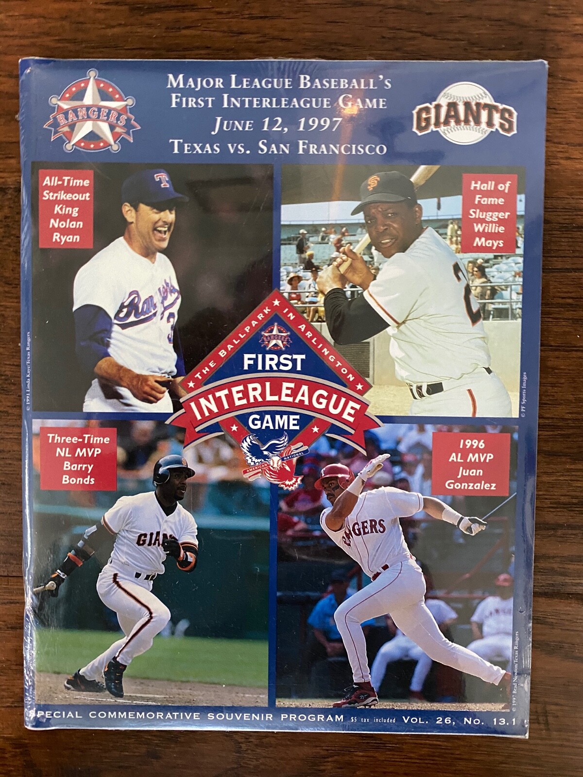Nolan Ryan MLB FIRST INTERLEAGUE PROGRAM 1997 HOF Texas Rangers Giants ...