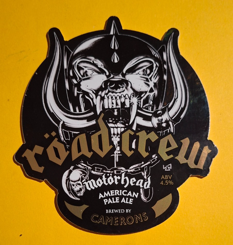 CAMERONS brewery beer pump clip ROAD CREW ale badge Motorhead roadcrew ...