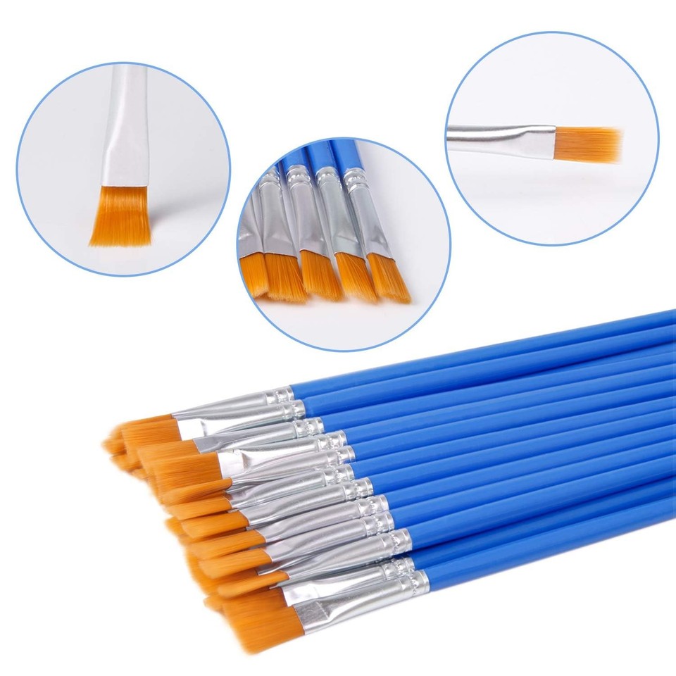 30 Pcs Flat Brushes, Small Bulk Painting Brushes, Watercolor Acrylic ...