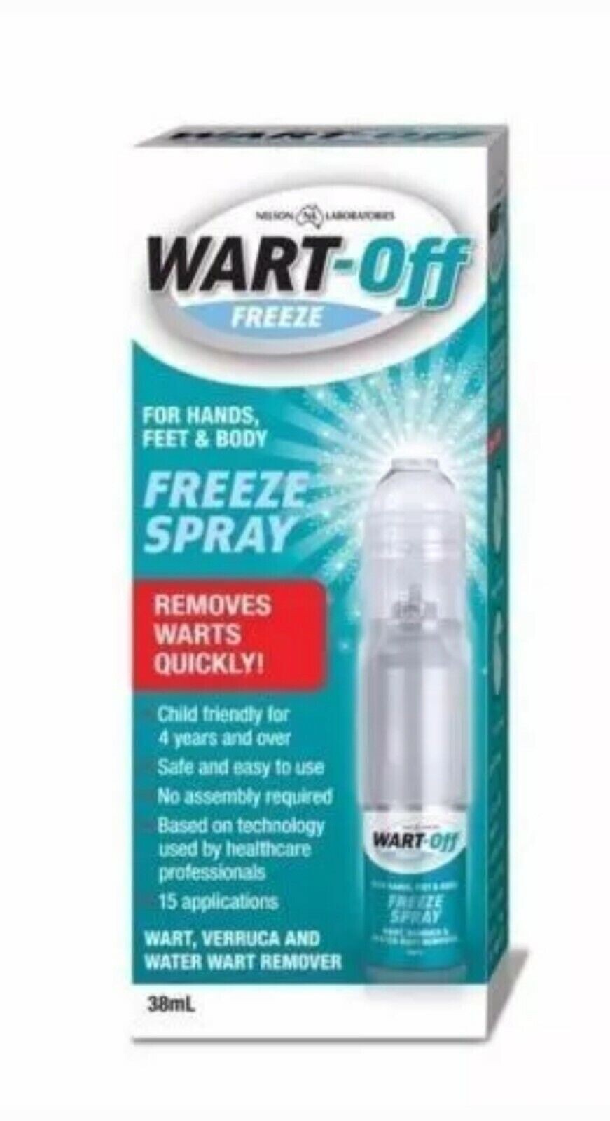 Wart-Off Freeze Spray 38mL Removes Warts Quickly for Hands, Feet & Body ...