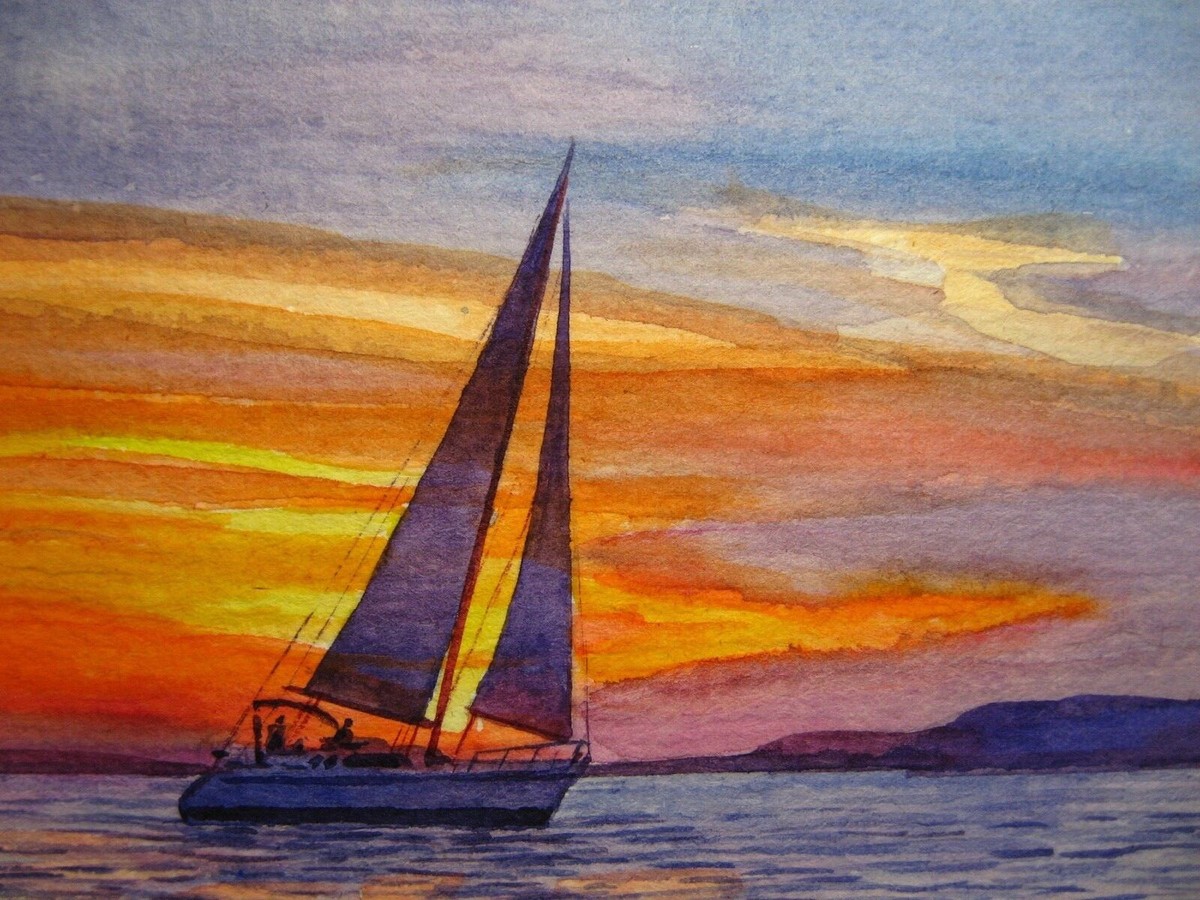 Sailboat Sunset Painting