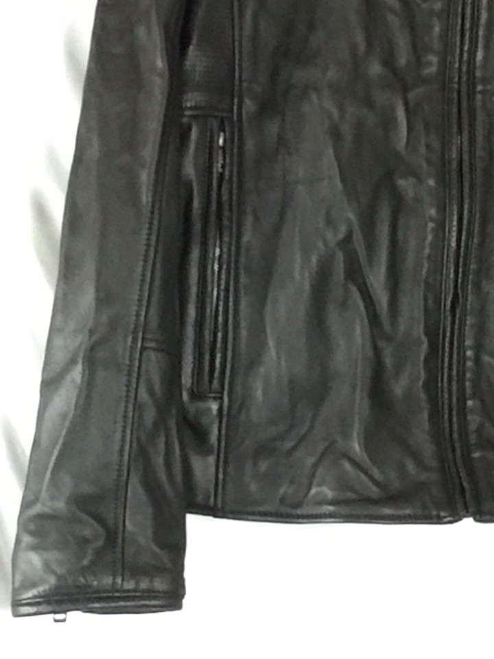 Andrew Marc Men’s Leather Jacket Black Biker Classic Full Zip Long ...