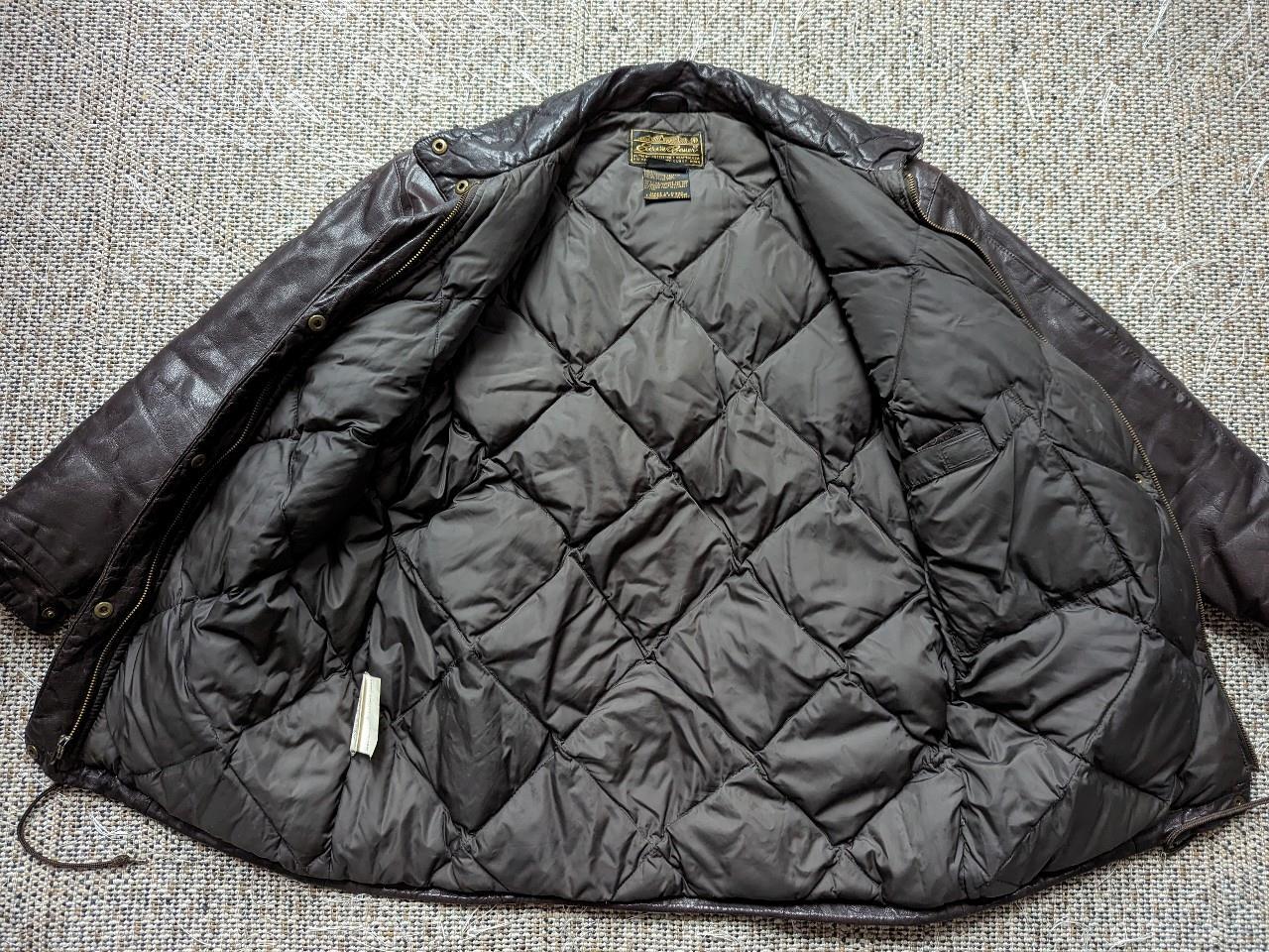 vintage EDDIE BAUER puffer GOOSE DOWN leather coat S … - Gem