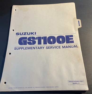 1982 SUZUKI GS1100E "Z" SUPPLEMENT SERVICE MANUAL 99501-39020-0E3 READ ...