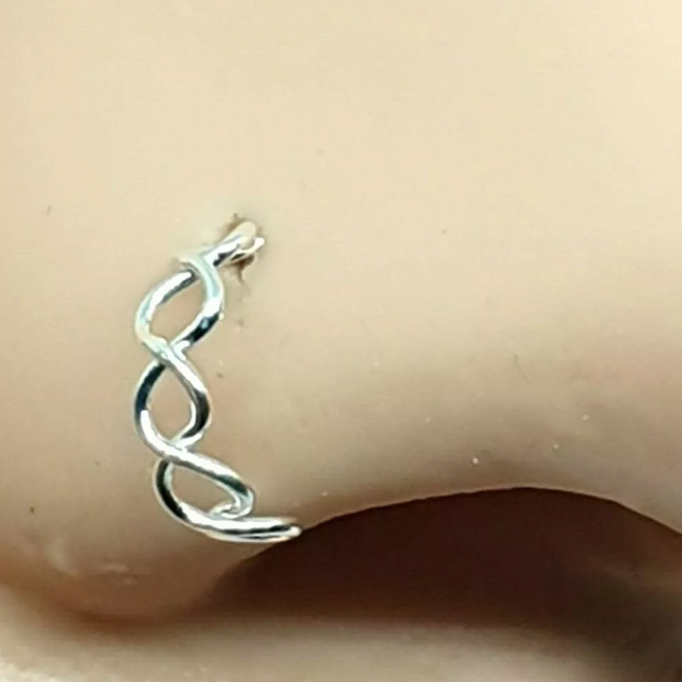 Nose Ring Infinity Twist Knot 10mm Gauge 925 Sterling Silver Piercing ...