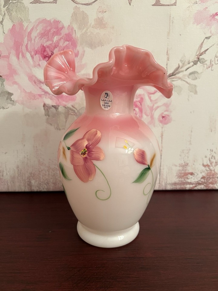 Fenton Glass Rosalene Vase 2004 Museum Collection George W Signature ...