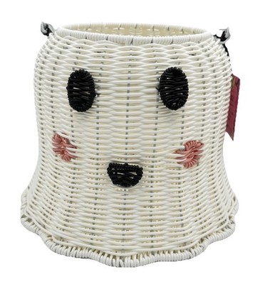 Summerween Halloween White Ghost Resin Wicker Basket w/handle - the ...