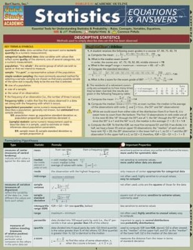 Statistics Equations and Answers : QuickStudy Laminated Reference ...