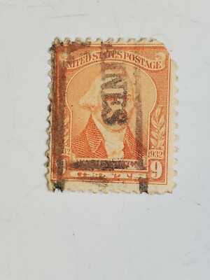 1932 George Washington 9 Cents U.S. Stamp Orange Stamped | eBay